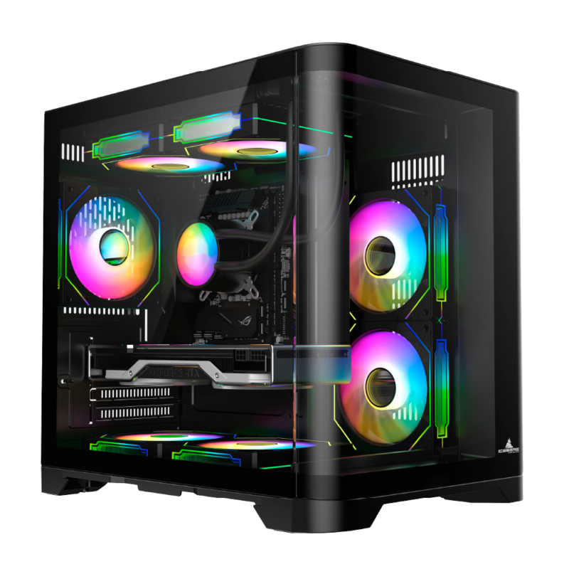 Chasis Gamer Iceberg Crystal Wave Negro M-ATX 3 Ventiladores ARGB Maxi ...